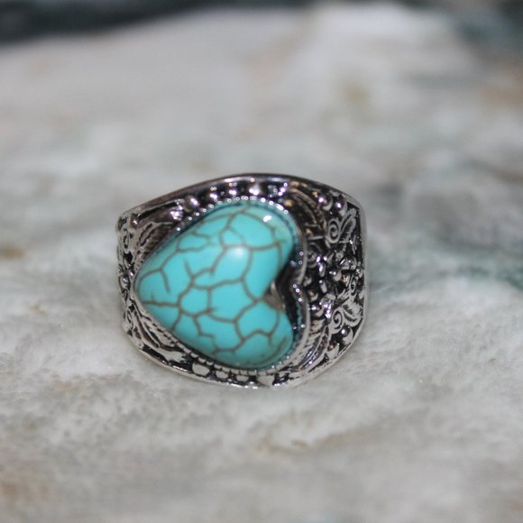 teri2037 | Jewelry | Nwt 925 Sterling Silver Turquoise Heart Ring ...